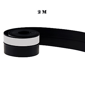 ZningEsxi Door Draft Stopper Under Doors Seal Silicone Seal Strip 2M/78inch Self Adhesive Window Sealing Sticker Bottom Adhesive Black (Width 2.5 cm)