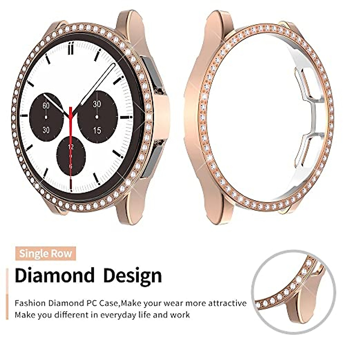 7pack Compatible for Samsung Galaxy Watch 4 Classic 46mm 42mm (2021) Diamond PC Plating Bumper Case Bling Crystal Diamonds Shiny Glitter Frame Hard Protective Cover (42mm(2021), 7pack)