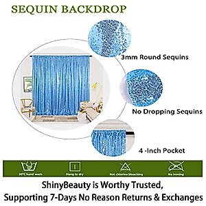 8FTx8FT Baby Blue Glitter Backdrop Curtain Sequin Curtains 96 inches Long Sequin Fabric Photo Booth Backdrop Sequin Curtains for Backdrop Decoration