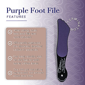 Tammy Taylor Foot File Callus Remover for Soft Feet | Purple Terminator Large Foot Scrubber & Dead Skin Remover | in Shower Foot Buffer for Wet and Dry Skin | Pedicure Foot Rasp for Cracked Heels