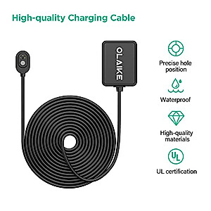 OLAIKE (2 Pack 26ft/8m Indoor Outdoor Weatherproof Magnetic Charging Cable for Arlo Pro 3/Pro 4/Ultra/Ultra 2,with Power Adapter Continuously Charging,NOT Compatible with Arlo Pro 3 Floodlight,Black