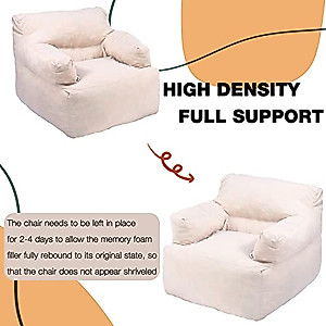 WELL-STRONG Bean Bag Chair, Comfy Lounge Chair with Armrest and Back Support, Memory Foam Filled Sofa Chair with Washable Cover for Bedroom, Living Room Soft Sofa Furniture for Men, Women, Dark Grey