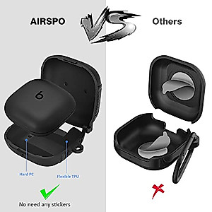 AIRSPO Beats Fit Pro Case Cover,Military Hard Shell Case for Apple Beats Fit Pro 2021 Shockproof Protective Beats Fit Pro Earbuds Case with Keychain (Black)