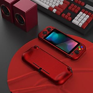 PlayVital ZealProtect Protective Case for Nintendo Switch Lite, Ergomomic Grip Hard Cover - Durable Comfort Shock-absorbent Anti-Scratch with Screen Protector & Thumb Grip Button Caps, Scarlet Red