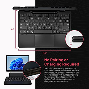 Brydge SP MAX+ Rugged Keyboard and Case for The Microsoft Surface Pro 8, Durable and Wired Case and Keyboard with Precision Touchpad for Surface Pro 8