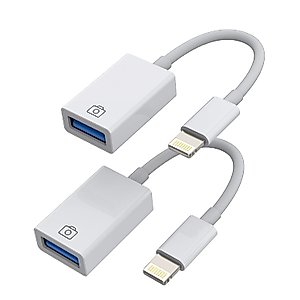 iPhone OTG Adapter(2Pack)lightning male to USB Female Converter Data Sync dongle for 14 13 12 11 pro max 7 8 plus ipad Camera Card Reader USB Flash Drive Mouse Keyboard Hub MIDI Piano Connector U Disk