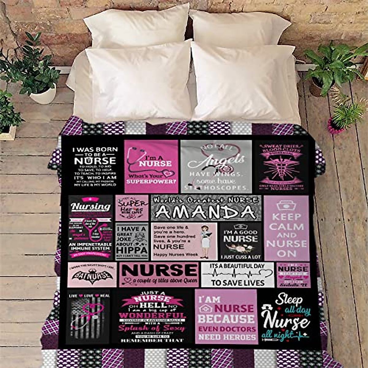 Peace Love Nurse, Customized Blankets for Nurse, Custom Names, Throw Blanket for Medical Professionals Technicians Staff, Birthday, Christmas, Super Soft and Warm Blanket (Design 6, 50"x60")