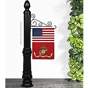 US Marine Corps Garden Flag - Set Wall Holder Armed Forces USMC Semper Fi United State American Military Veteran Retire Official - House Banner Small Yard Gift Double-Sided Made in USA 13 X 18.5