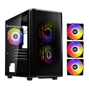 BitFenix Nova Mesh mATX (Micro ATX, Mini ITX) High Airflow PC Gaming Case ARGB Edition Black, 3 x ARGB Fans Pre-Installed, 240mm AIO Support at Top, GPU Length Support Up to 345mm (Micro ATX Black)