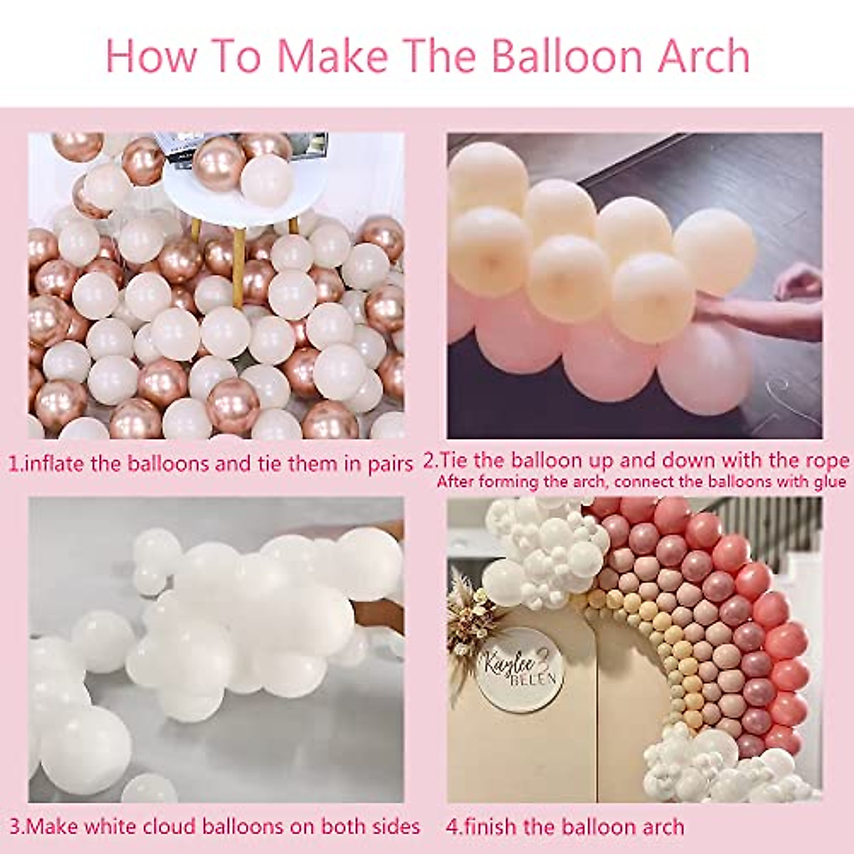 235 pcs Rainbow Balloon Arch Garland Kit Happy Birthday Boho Balloons Dusty Pink White Rose Gold Nude Balloons Baby Shower Wedding Anniversary Bridal Shower Party Decorations Backdrop