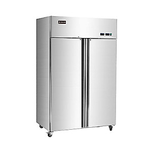 Aceland AR-48B NON-ETL 48'' W Commercial Refrigerator 2 door Stainless Reach in Solid door Upright Fan Cooling Cooler for Restaurant, Bar, Shop, Residential 36 Cu.ft, Silver