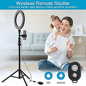 Selfie Ring Light with Tripod Stand and Phone Holder LED Circle Lights Halo Lighting for Make Up Live Steaming Photo Photography Vlogging Video (54 Tall)