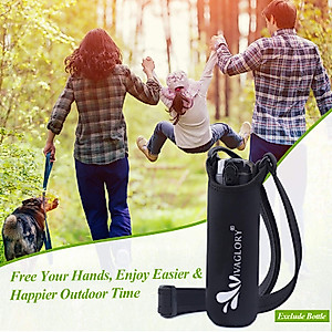 VIVAGLORY Neoprene Water Bottle Holder, Insulated Water Bottle Sling with Adjustable Shoulder Strap, Great for Stainless Steel & Plastic Bottles with 2.8"-3.2" Diameter, Sport & Energy Drinks