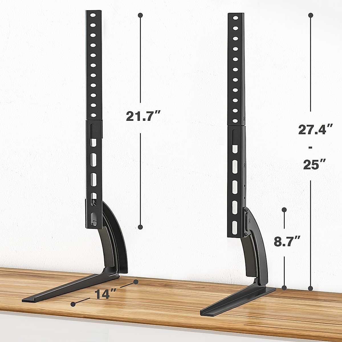Universal Table Top TV Stand for Most 27 30 32 37 40 43 47 50 55 60 65 Inch Plasma LCD LED Flat or Curved Screen TVs with Height Adjustment, VESA Patterns up to 800x500 mm, 88 lbs
