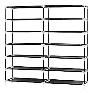 MEWG 7 Tiers Portable Shoe Shelf, Large Shoe Rack Organizer 50 Pairs, Shoe Storage with Waterproof Non-Woven Fabric, High Capacity, Removable & Dust Large