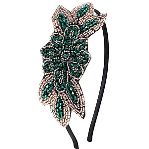 BABEYOND Flapper Headband 1920s Headpiece - Art Deco Headpiece Rhinestone Hair Accessories for Women (Style2-Green)