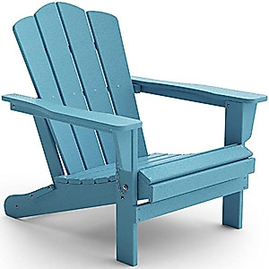KINGYES Folding Adirondack Chair with Double Layer Side Table 3-Piece Adirondack Chair Set (Including 2 Folding Chairs-Tiffany and 1 Side Table-Tiffany)