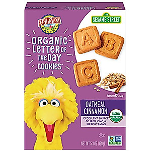 Earth's Best Organic Cookies, Toddler Snacks, Oatmeal Cinnamon, Sesame Street Letter of the Day Cookies, 5.3 Ounce