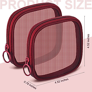 Weewooday 4 Pcs Mesh Makeup Bag Mesh Cosmetic Bag Travel Toiletry Pouch with Zipper Mini Makeup Cosmetic Purse for Daily Accessory (Pink,Small)(Small,Wine Red)