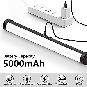 2 Pack RGB Led Video Light Stick Wand, Obeamiu 2600-9600K Photography Lighting, 5000mAh Rechargeable Battery, 21 Lights Effect for Video Conference Shooting YouTube Studio, Live Game Streaming, Vlogg