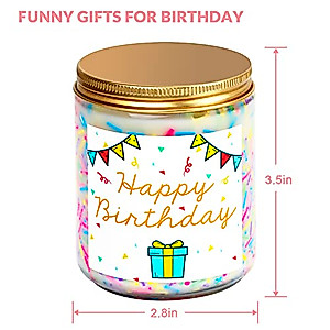 Happy Birthday Candle,Vanilla Birthday Cake Candle with Rainbow Sprinkle,Birthday Gifts for Women,Her,Friends