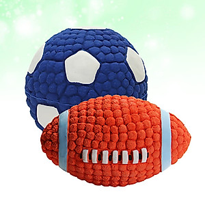 POPETPOP Dog Balls for Aggressive Chewers - 2pcs Indestructible Dog Toy Squeaky Dog Toys Rugby Football Dog Chew Toy Teething Toys for Small Medium Large Dogs Puppies