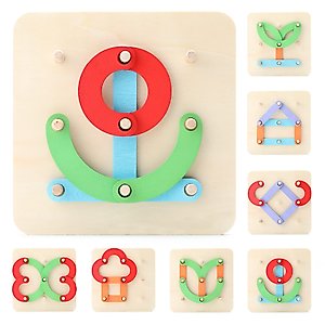 Sank Multifuctional Montessori Pillar Collage Toys Wooden Learning Toys,Baby Puzzles Educational Building Blocks and Shapes for Toddlers Kids Boys Girls Age 3+ Years Old(26 Shape Pieces)
