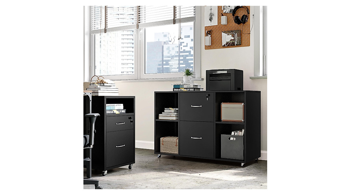 Yaheetech Large Mobile File Cabinet with Lockable Drawer