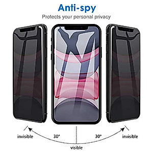 JETech Privacy Screen Protector for iPhone 11 and iPhone XR 6.1-Inch, Anti Spy Tempered Glass Film, 2-Pack