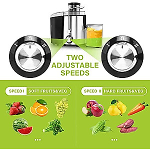 Juicer Machines,Juicer,Large 3 Inch Feed Chute Juicer for Whole Fruits and Vegetables,Faster Juicer with Dual Speed,Juice Residue Separation,Easy to Use/Clean,Anti-Drip