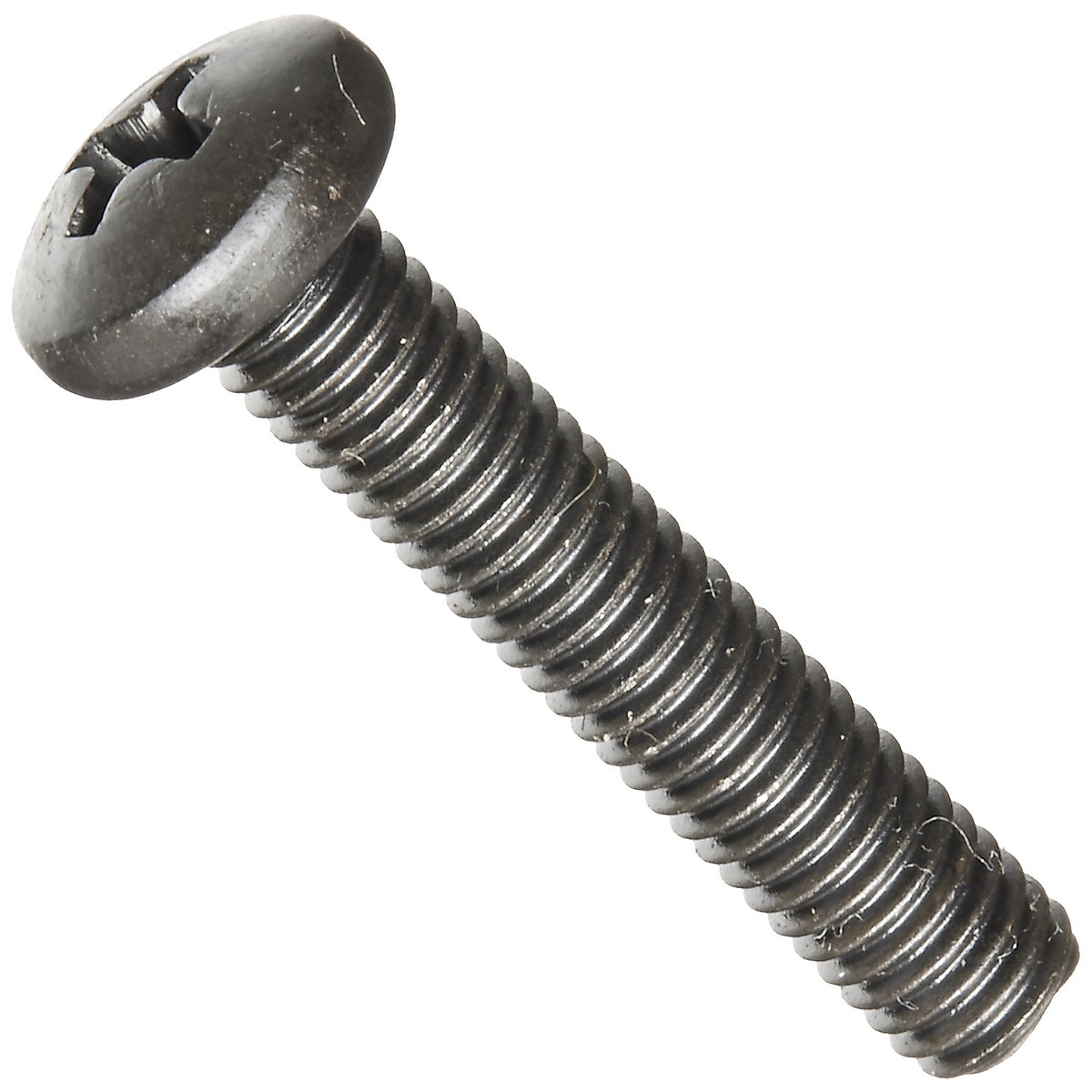 Small Parts FSCF101PPSB Steel Pan Head Machine Screw, Black Oxide Finish, Meets ASME B18.6.3, #2 Phillips Drive, #10-32 Thread Size, 1" Length, Fully Threaded, Import (Pack of 100)
