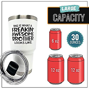 Funny Gift for Brother - Awesome Brother Tumbler Coffee Mug - Great Travel Cup Gifts for Brothers from Sisters, Christmas Birthday Presents for Brother
