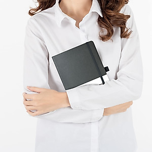 WORPICE Ruled Notebook Journal - Faux Leather Hardcover Writing Notebook, 5.7" x 8.4", 144 Pages, Lined Notebook/Journal with 100 GSM Thick Paper, Elastic Closure, Back Pocket, Bookmark - Gray