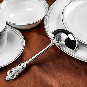 KEAWELL Gorgeous 1 oz. 18/10 Stainless Steel Gravy Ladle, Antique Small Ladle for Stirring, Mirror finished Soup Ladle Spoon and Dishwasher Safe (1, Silver)