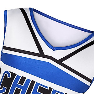 Koatobbor Girls Cheerleader Costume Cheerleading Outfit Dress for Halloween Party Birthday Gift 3-9Years (6-7 Years, Blue)