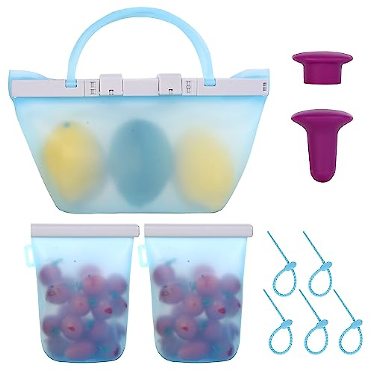 Reusable Bags Gallon Freezer Bags Gallon Containers For Liquids 10pcs Ziplock Bags Gallon Ziploc Endurables Bags Ziploc Slider Bags Reus Silicone Food Storage Bag Food Bunker(Microwave Freezer Usable)