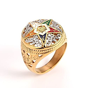 THANHHONG Nattaphol Silver Order of The Eastern Star Rings for Women Ladies Party Band Ring Masonic Jewelry for Women OES Rings (8)
