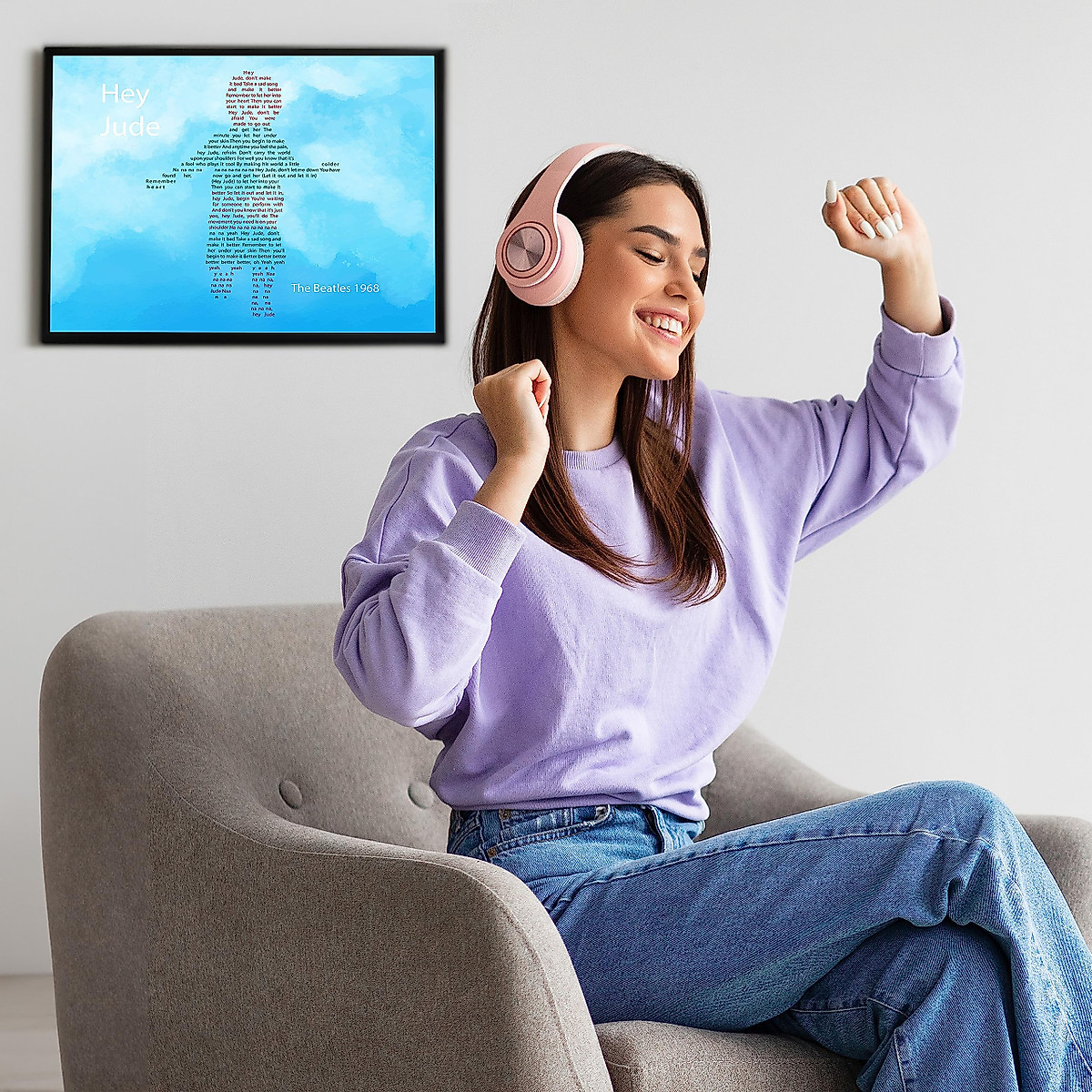 Hey Jude - Beatles Vintage Decor Lyrics Wall Art, This Retro Wall Decor Music Poster Print, is Great For Home Decor, Bedroom Decor, Office Decor, or Man Cave Room Decor Aesthetic, Unframed - 10x8