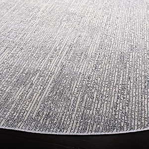 SAFAVIEH Dream Collection 6'7" Round Ivory/Grey DRM500A Modern Distressed Premium Viscose Area Rug