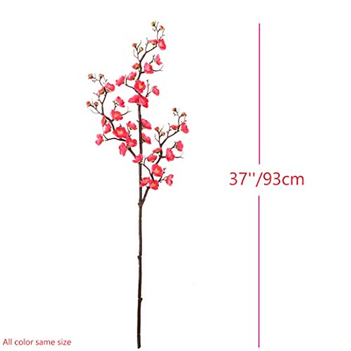 cn-Knight 3pcs Artificial Cherry Blossom Branches,37 Inch Long Stem Silk Plum Blossom with Buds,Realistic Japanese Apricot for Home Décor Centerpiece Wedding Bouquet,Pink