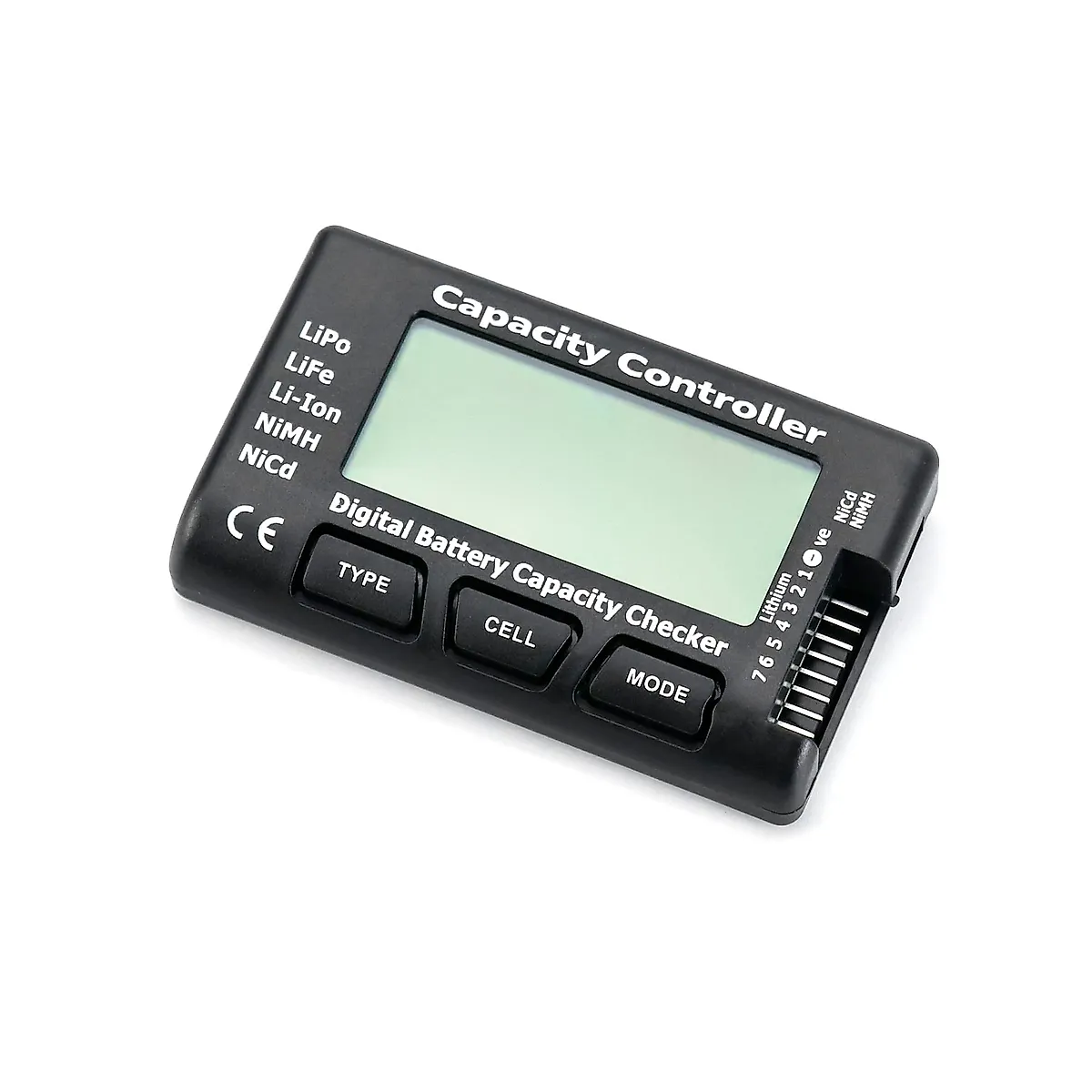 QWORK RC Cellmeter Controller Tester Voltage Tester, 7 Digital Battery Capacity Checker Compatible with LiPo Life Li-ion NiMH Nicd Battery