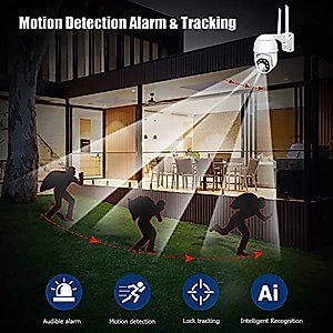 GT HITGX Security Cameras Outdoor, 3MP HD Wireless Security Camera Pan-Tilt 360° View, Home Security Camera with Motion Detection, Auto Tracking Color Night Vision, IP66 Waterproof, 2-Way Audio