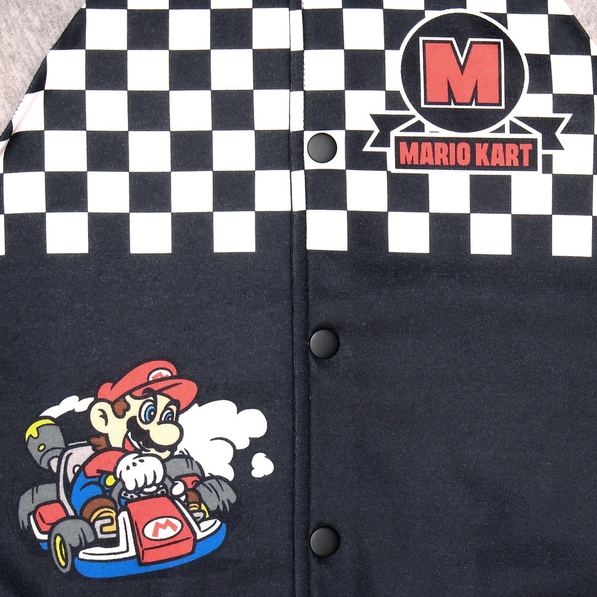 Nintendo Super Mario Graphic Boys Hooded Fleece Varsity Jacket for Kids and Toddlers (Size 14/16, Grey)