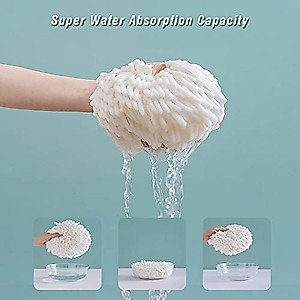 REMANT Hand Towel, Soft Handle Chenille Hand Towels, Multi-Function Fuzzy Ball Towel for Bathroom Kitchen,3pcs Hanging Hand Towel(White,Grey,Blue)