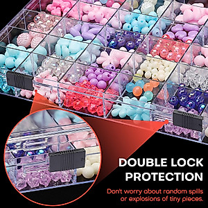 Udefineit 36 Grids Plastic Empty Jewelry Organizer Box, Highly Transparent Storage Container for Rings Earrings Diamond Nail Display Case, Double Buckle Art Craft Bead Storage Box with Fixed Dividers