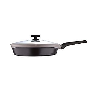 MasterPRO - Gastro Titanium Collection - 12.5” Fry Pan with Tempered Glass Lid - Durable Cast Aluminum Frying Pan - Non Stick Fry Cooking Pan - Suitable for All Stove Types