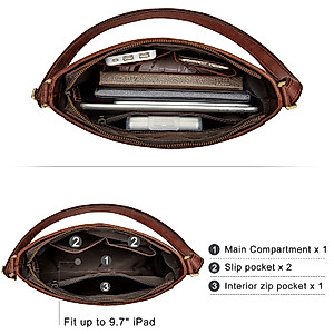 S-ZONE Women Genuine Leather Tote Bag Shoulder Handbag Bundle with Crossbody Bucket Purse