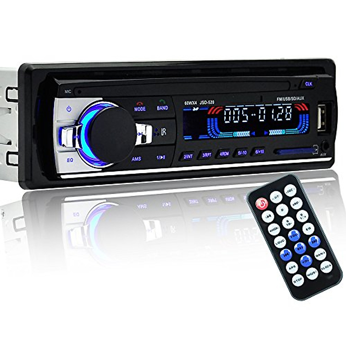 PolarLander Car Radio Audio USB/SD/MP3 Player Receiver Bluetooth Hands-Free with Remote Control Black 1 Din