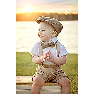 Born to Love Baby Boys Hat Tweed Page Driver Cap, Beige, 12-18 Months