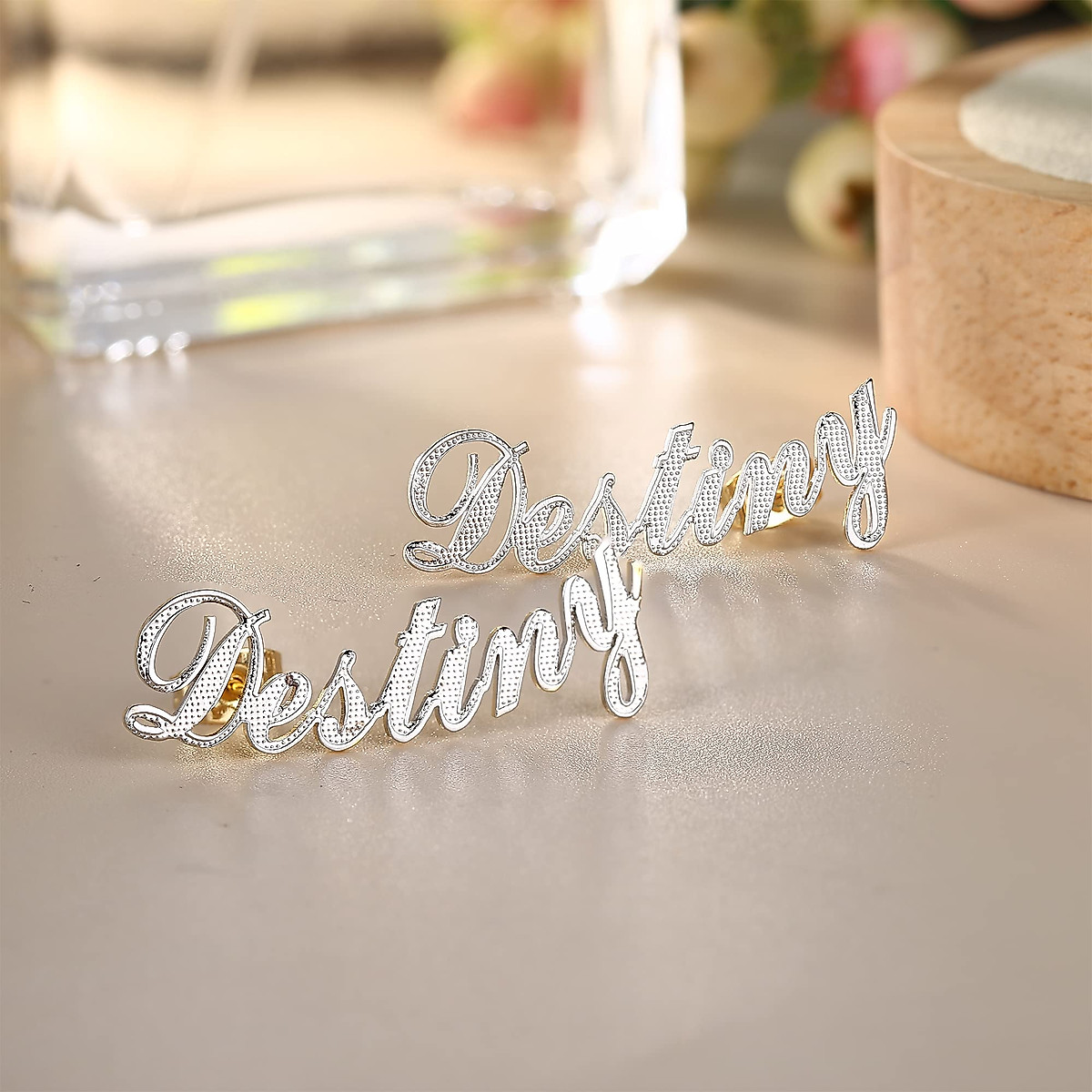 Jewenova 925 Sterling Silver Stud Earrings Personalized for Women Custom Name Earring Studs Customize Earrings Jewelry for Mother' Day Gold Customized Made Earrings for Women Jewelry